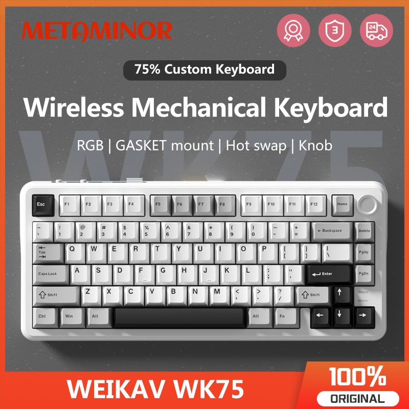 WEIKAV WK75 75% Wireless Mechanical Keyboard With Knob Hot Swap RGB ...