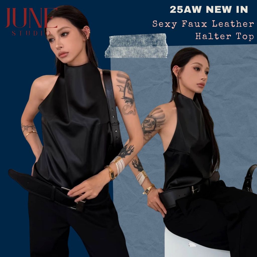 [June Studio] Misty Hot Girl สไตล์ High-End Halter คอ Halter เสื้อกั๊ก ...