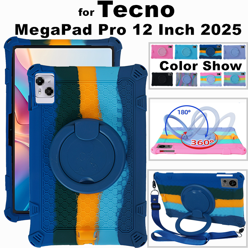 สําหรับ TECNO MEGAPAD Mega Pad Pro 12 นิ้ว 2025 กรณี 360 หมุนซิลิโคน ...