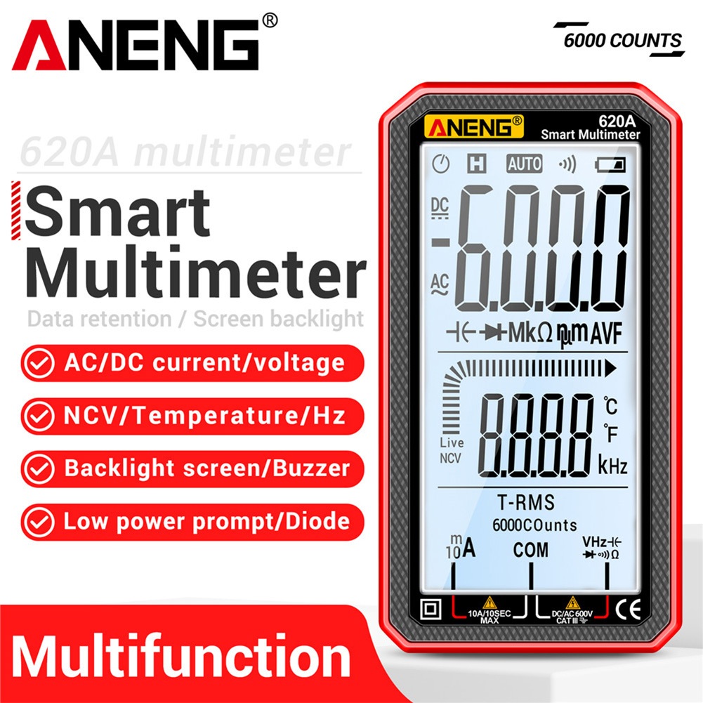 Virgil ANENG 620A มัลติมิเตอร์แบบดิจิตอล - 6000 นับ True RMS พร้อมเคส ...