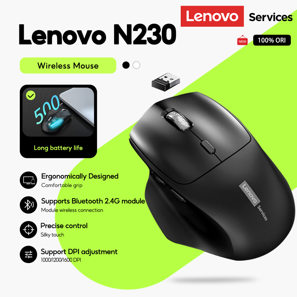 Lenovo N230 2.4GHz เมาส์เงียบไร้สาย 2.4G Ultra-Low Latency Fast ...