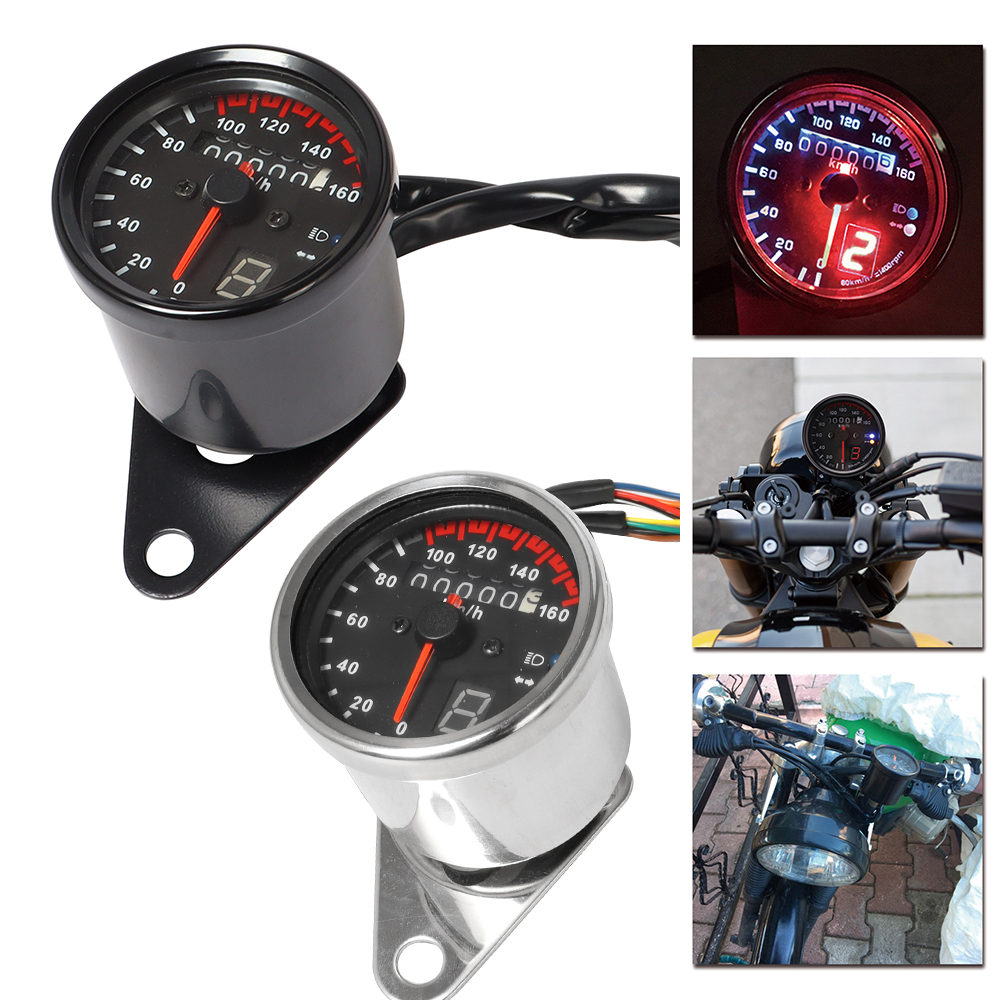 รถจักรยานยนต์ LED Dual Distance Gauge KMH Speedometer Gauge เกียร์ตัว ...