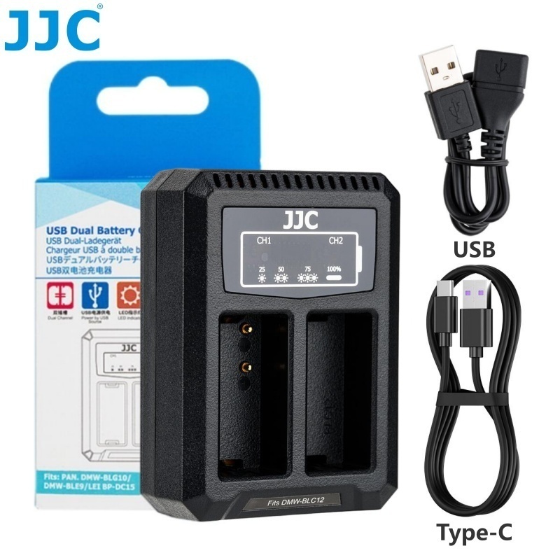 JJC ที่ชาร์จแบตเตอรี่ USB ช่องคู่ สําหรับ Panasonic DC-G95 DMC-G85 DMC ...