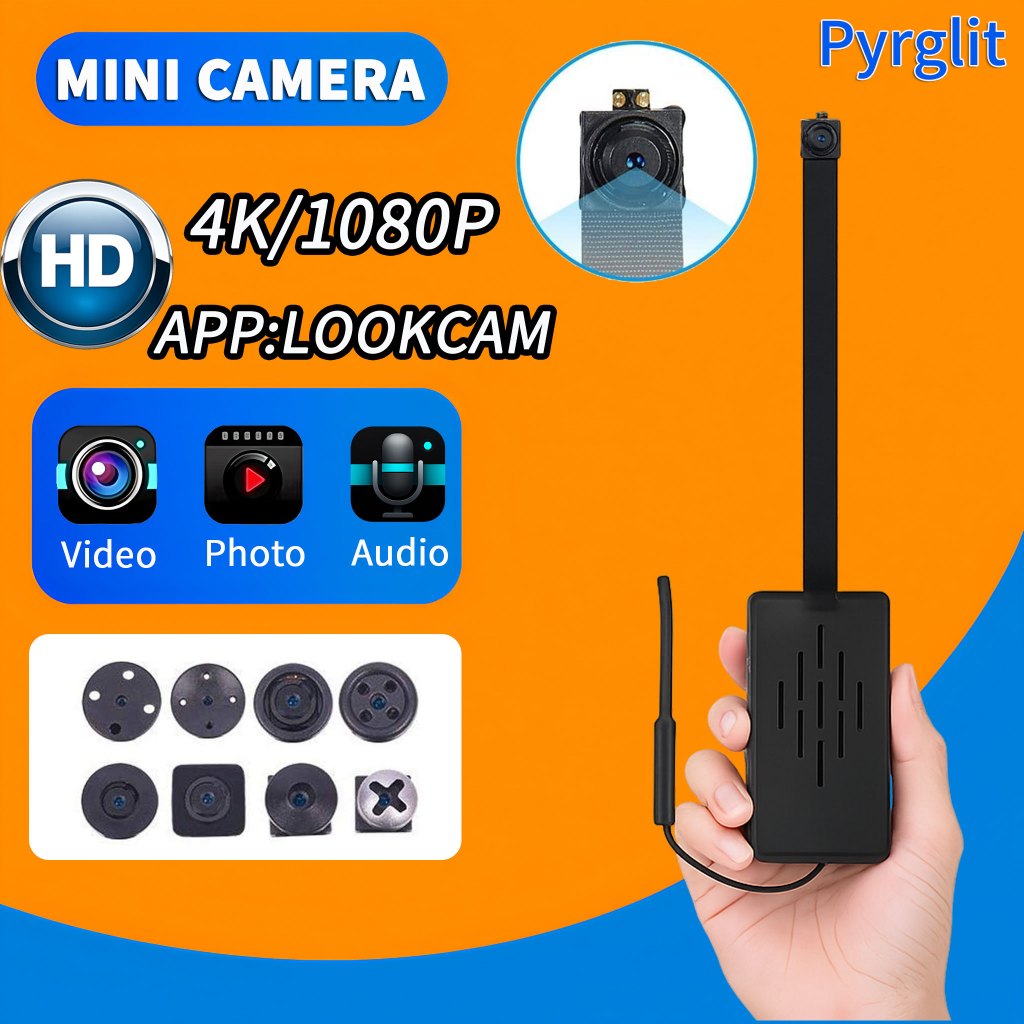 Pyrglitคลังสินค้าพร้อมLookcam มินิกล้อง 4K Easy Setup ปุ่มซ่อนไร้สาย ...