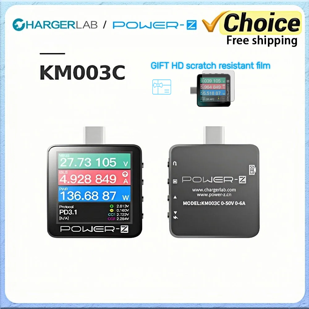 POWER-Z USB Tester KM003C Micro Digital Voltmeter QC5.0/PD3.1 แรงดัน ...