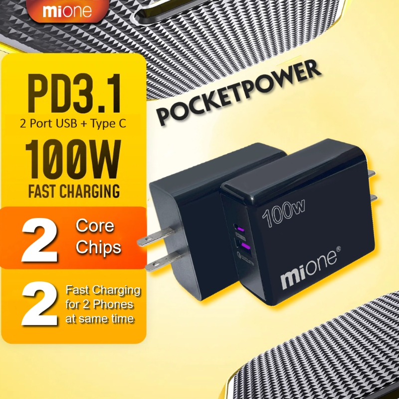MIONE 100W Wall Charger USB TypeC อะแดปเตอร์สําหรับ iPhone 17 Air Pro ...