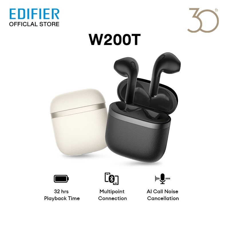 EDIFIER W200T หูฟังบลูทูธไร้สาย AI ตัดเสียงรบกวน แบตเตอรี่ใช้งานได้ 32 ...