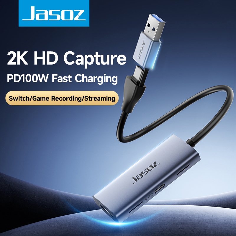 Jasoz USB 3.0/Type-C Video Capture Card 2in1 Game Live 4K Recorder ...