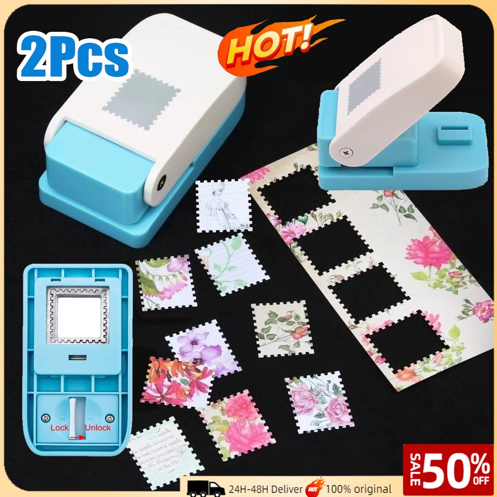 2 ชิ้นแสตมป์ไปรษณีย์ Embosser Square Toothed Edge Punch สําหรับการ์ด ...