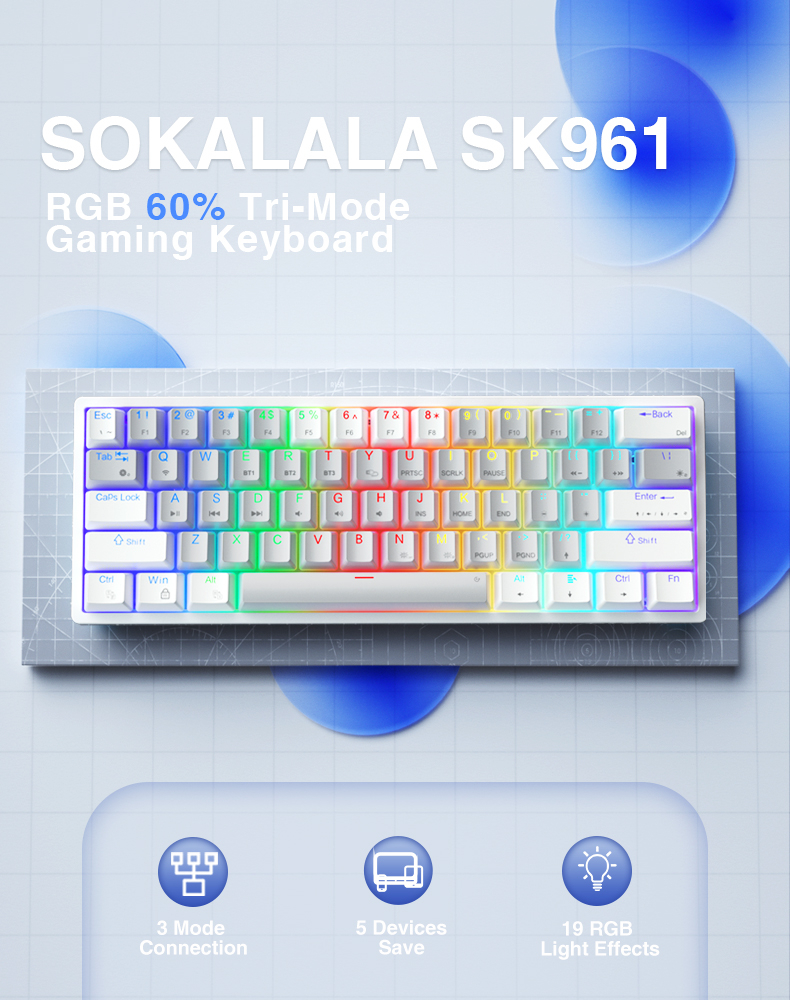 Aula Solakaka SK961 61 คีย์บอร์ดเชิงกลบลูทู ธ 5.0 สาย RGB Light มินิ ...