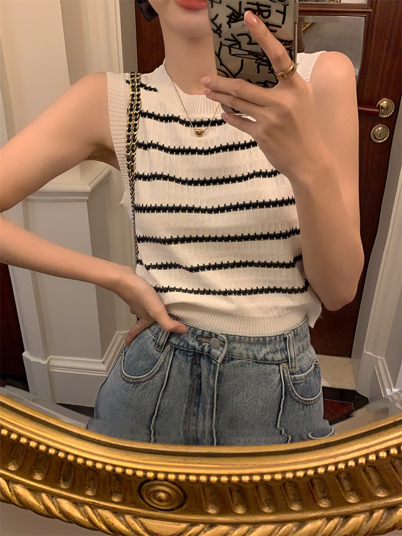 K เสื้อกันหนาวลายเอวสูงสาวร้อน Slimmer ดูเสื้อกั๊กแขนกุด | Shopee Thailand