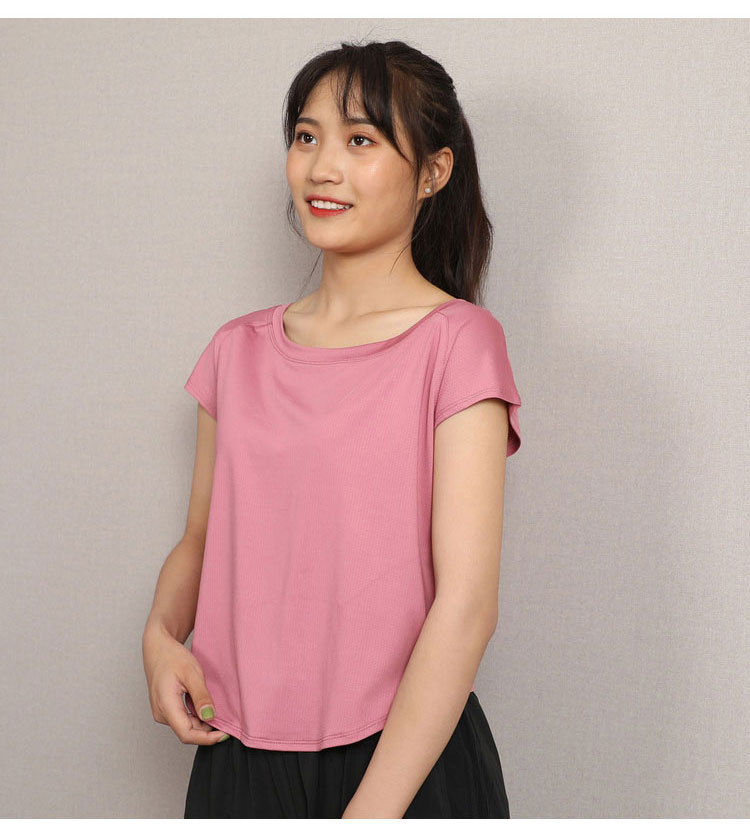 เสื้อยืดแขนสั้น ผ้าตาข่าย ทรงหลวม เหมาะกับใส่เล่นโยคะ ฟิตเนส วิ่ง ...