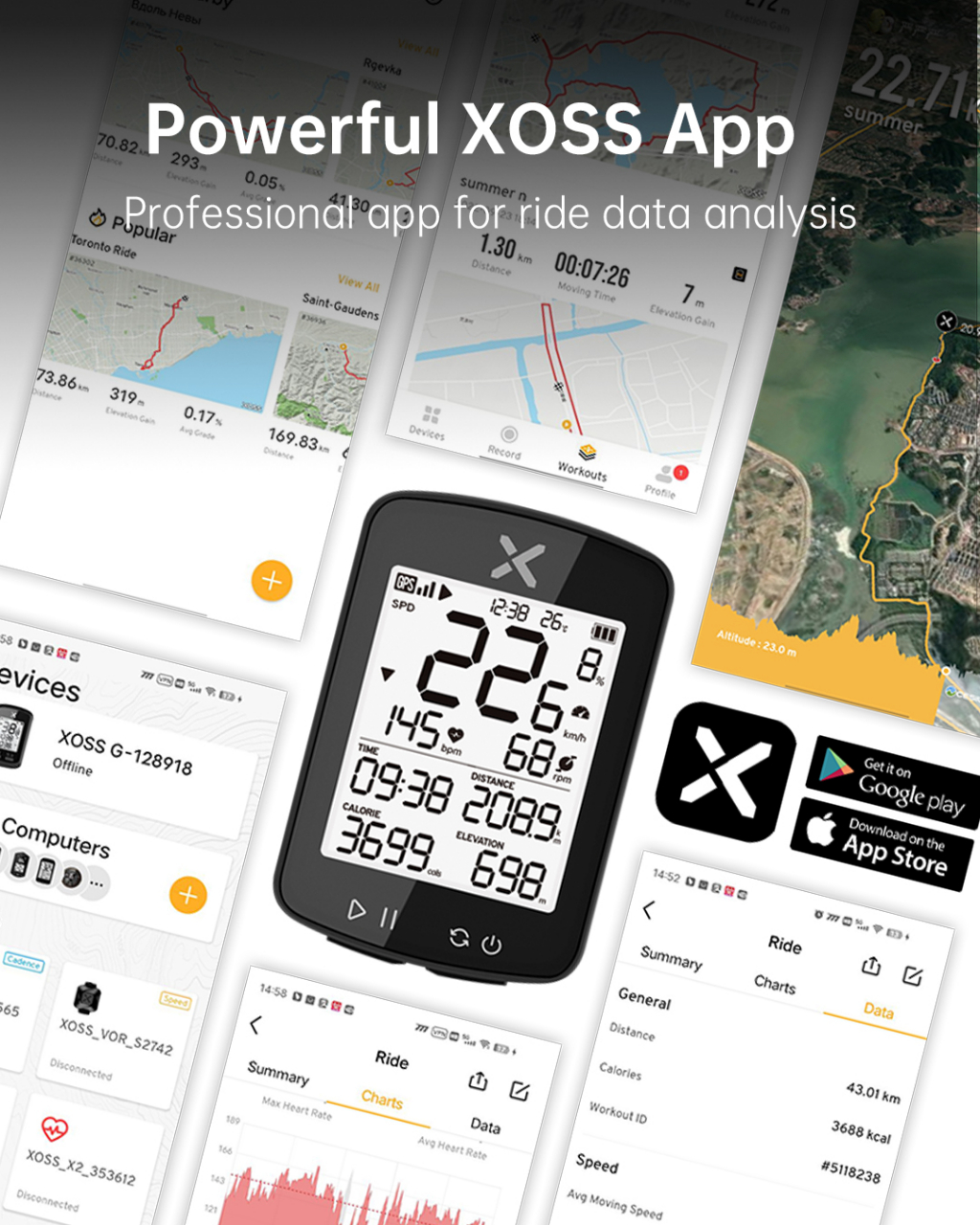 Xoss G2 G+2 จักรยานคอมพิวเตอร์ไร้สาย GPS Speedometer เครื่องวัดระยะทาง ...