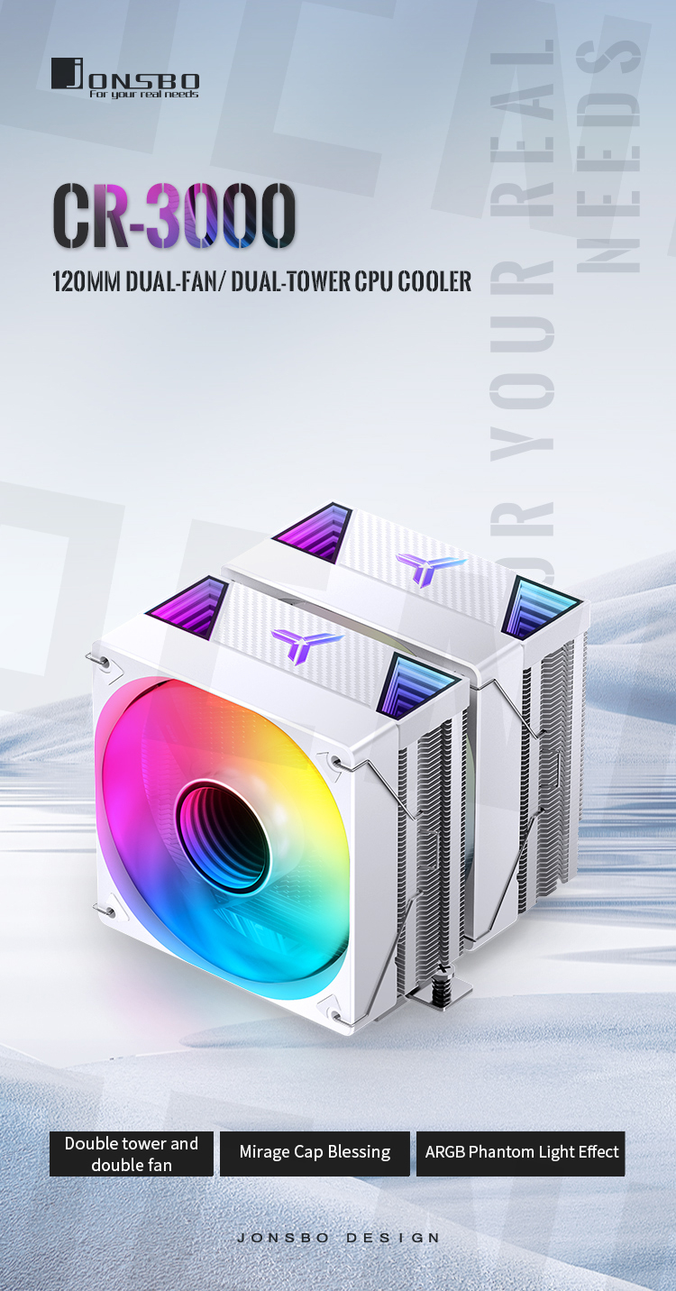 Jonsbo พัดลมระบายความร้อน CPU CR-3000 7 5V 3Pin ARGB 12 ซม. สําหรับ LGA1700 115x AM5 AM4 ...