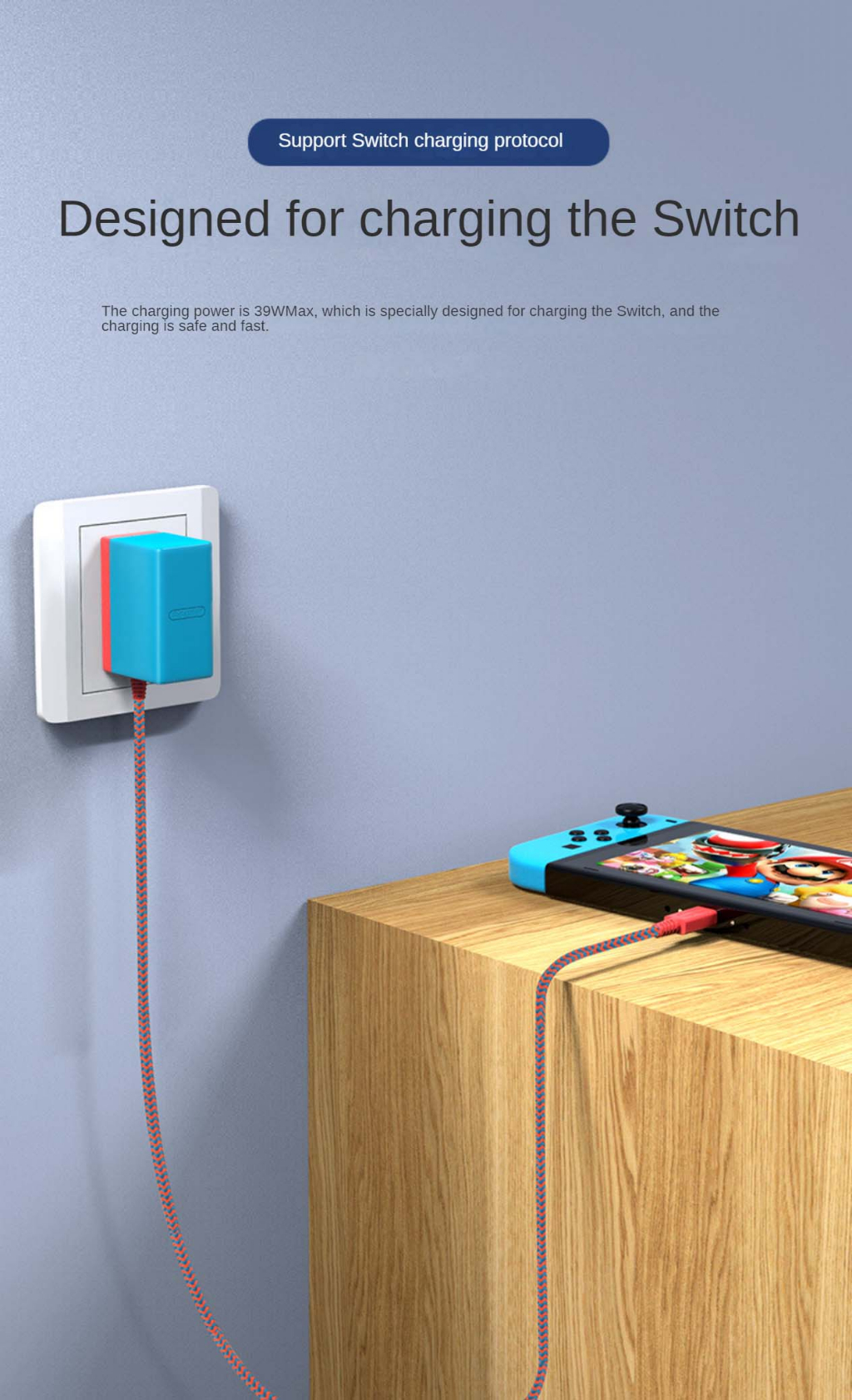 อะแดปเตอร์คอนโซลเกม Nintendo 39W ชาร์จเร็ว พร้อมสายชาร์จ NS Switch OLED Lite สําหรับโทรศัพท์ ...