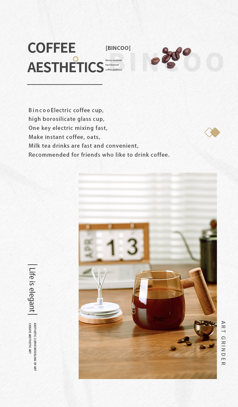 Bincoo แก้วคนกาแฟอัตโนมัติ พร้อมฝาปิด สําหรับออฟฟิศ ครัวเรือน 400 มล. | Shopee Thailand