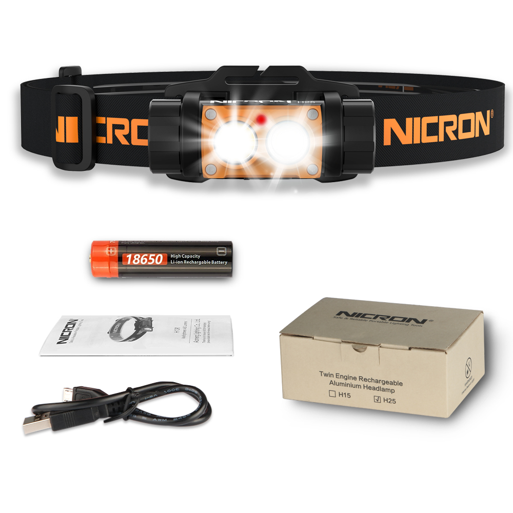 Nicron H25 ไฟหน้า 1500 Lumens ความสว่างสูง Double-Swich Control LED ไฟ ...
