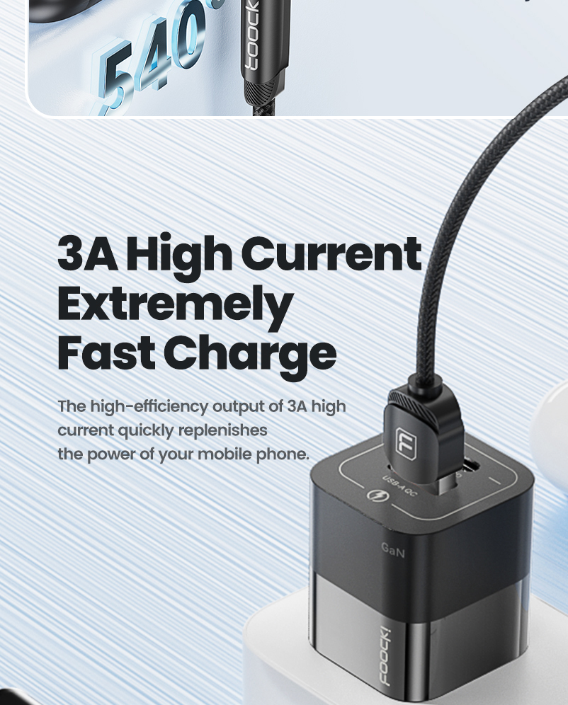 Toocki 540° หมุน สายเคเบิลแม่เหล็ก 3A ชาร์จเร็ว Micro USB Type C สาย ...