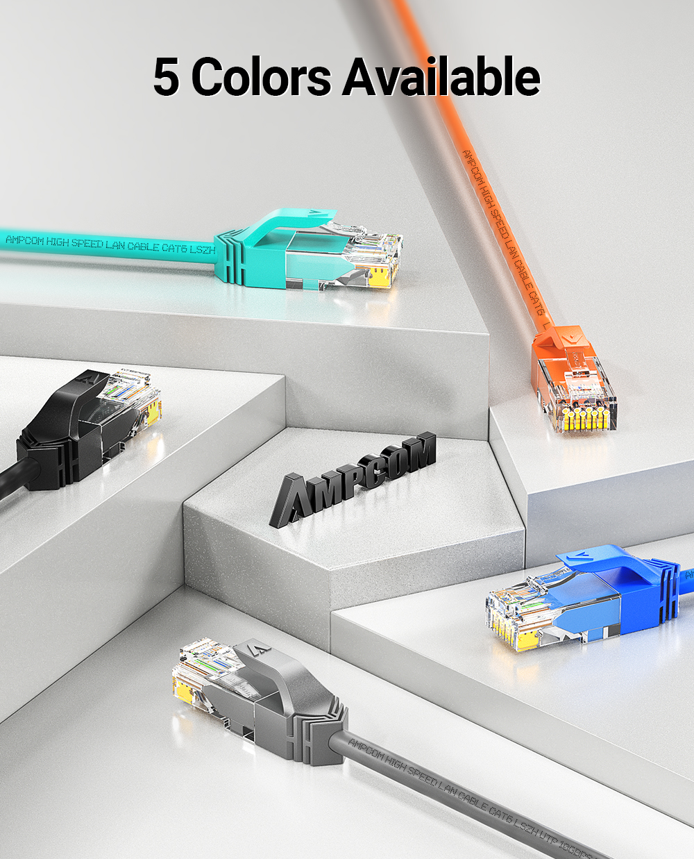 AMPCOM CAT6 Slim Ethernet Cable , 1G UTP สายทองแดงปราศจากออกซิเจน, 0.2M ...