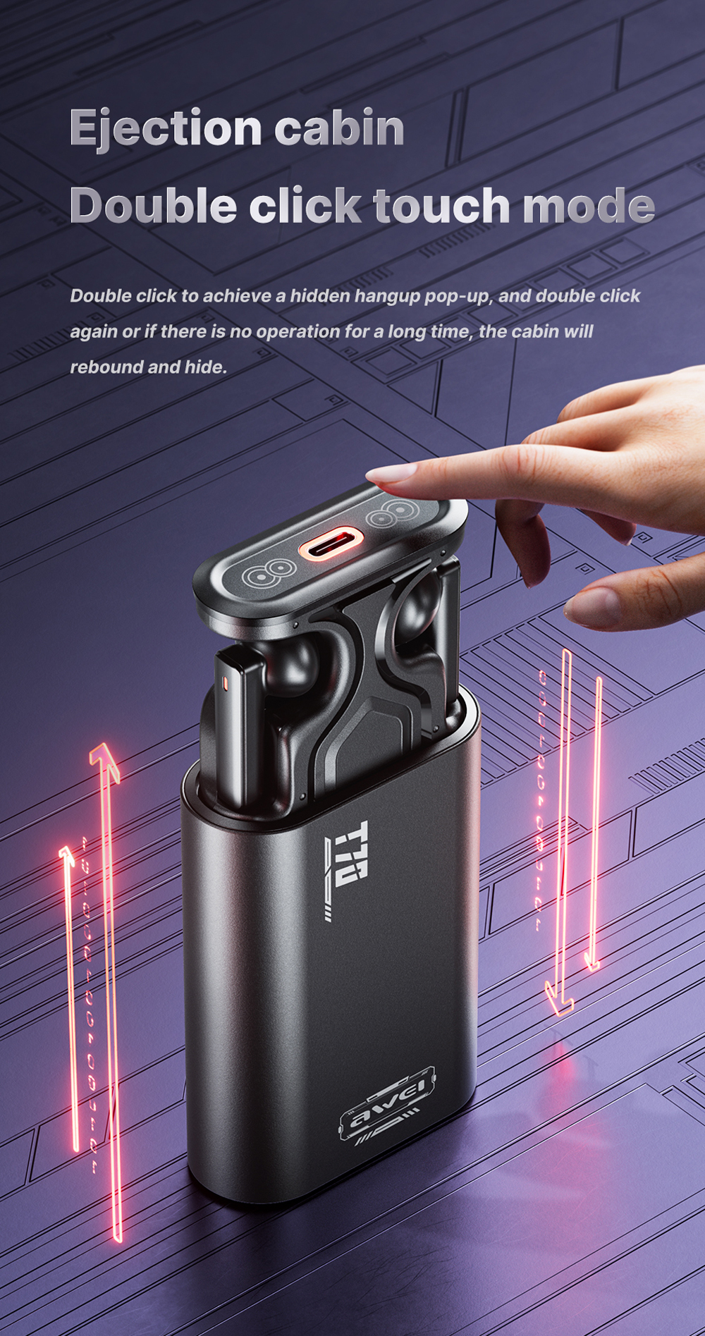 Awei T70 หูฟังบลูทูธไร้สาย ENC ตัดเสียงรบกวน HD Call 3D เสียงรอบทิศทาง ...