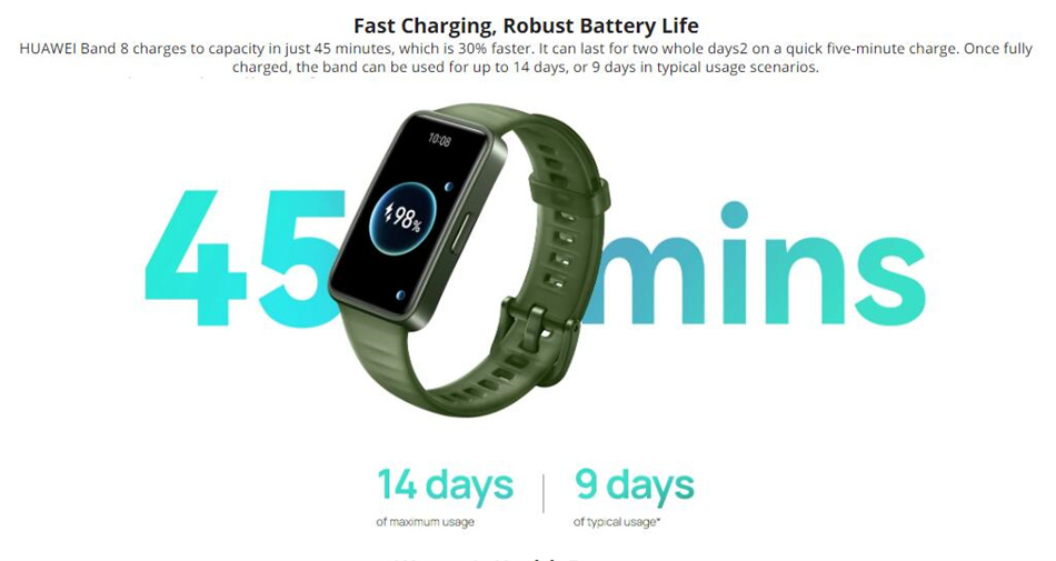 ใหม่ HUAWEI Band 8 สมาร์ทแบนด์ ออกซิเจนในเลือด 1.47 นิ้ว หน้าจอ AMOLED ...