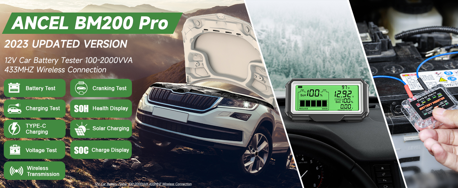 ANCEL BM200 PRO Wireless 12V Car Battery Tester Digital Car Battery ...