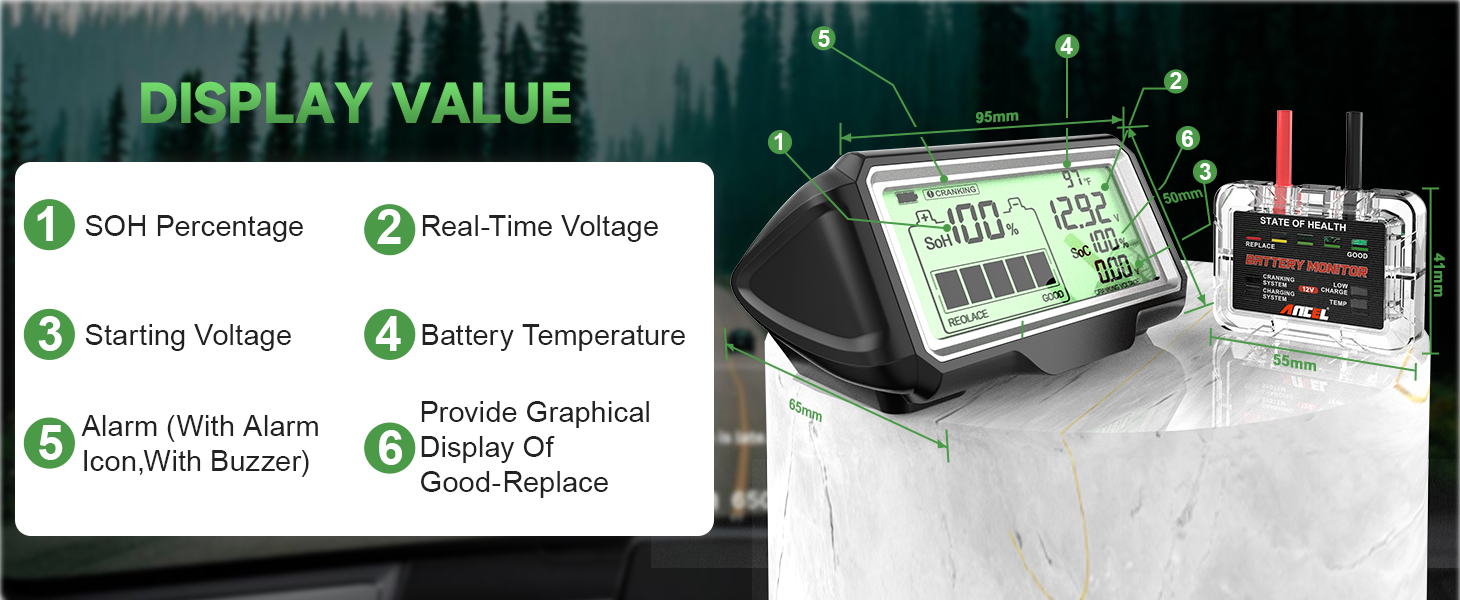 ANCEL BM200 PRO Wireless 12V Car Battery Tester Digital Car Battery ...