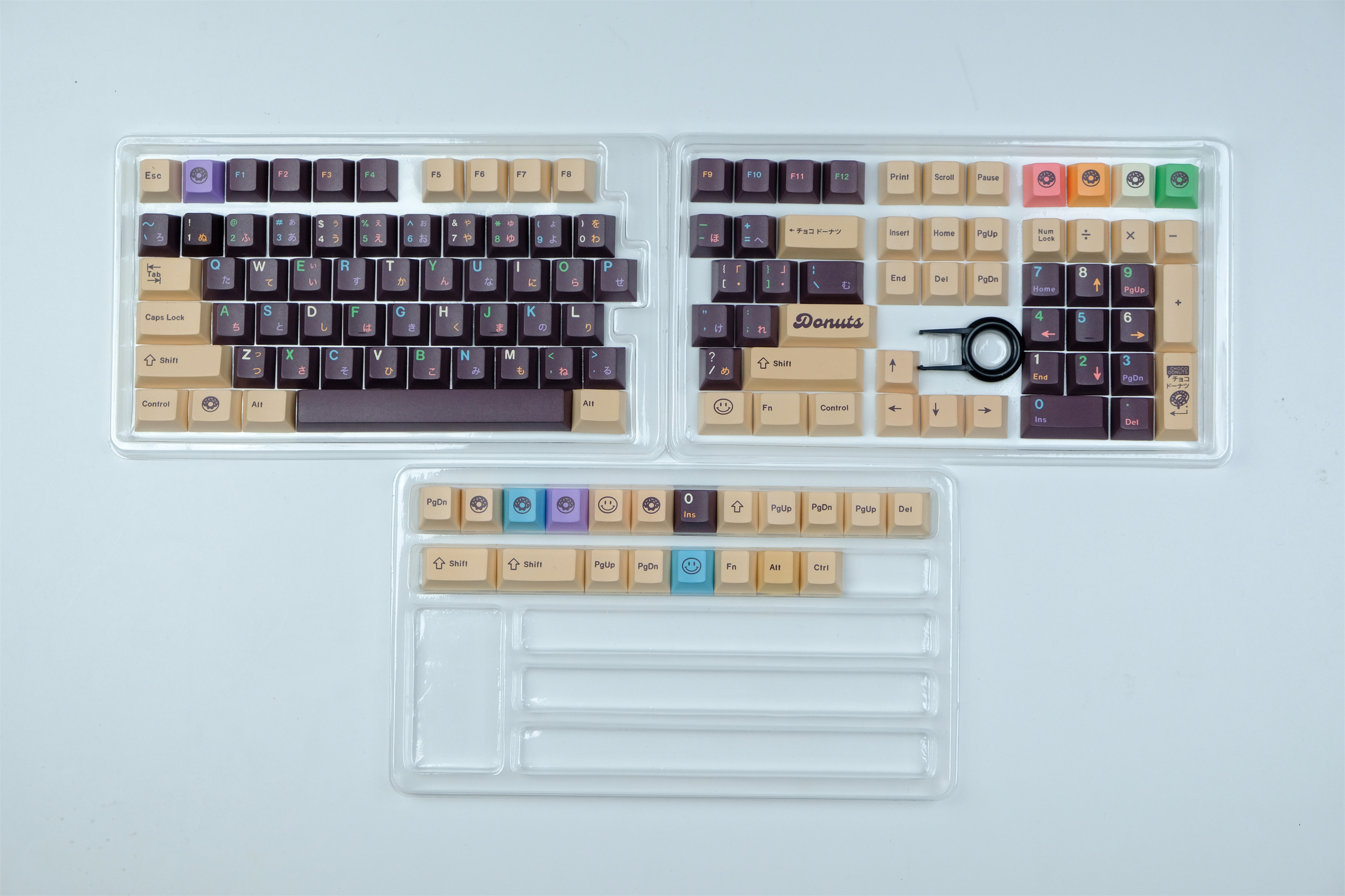 DOMIKEY ถุงมือ Donut Keycaps, 129 คีย์ PBT Keycaps โปรไฟล์เชอร์รี่ DYE ...