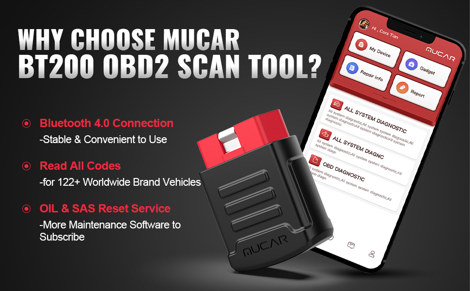 Mucar BT200 Pro obd2 เครื่องมือวิเคราะห์ยานยนต์ BT200 บลูทูธ obd2 ...