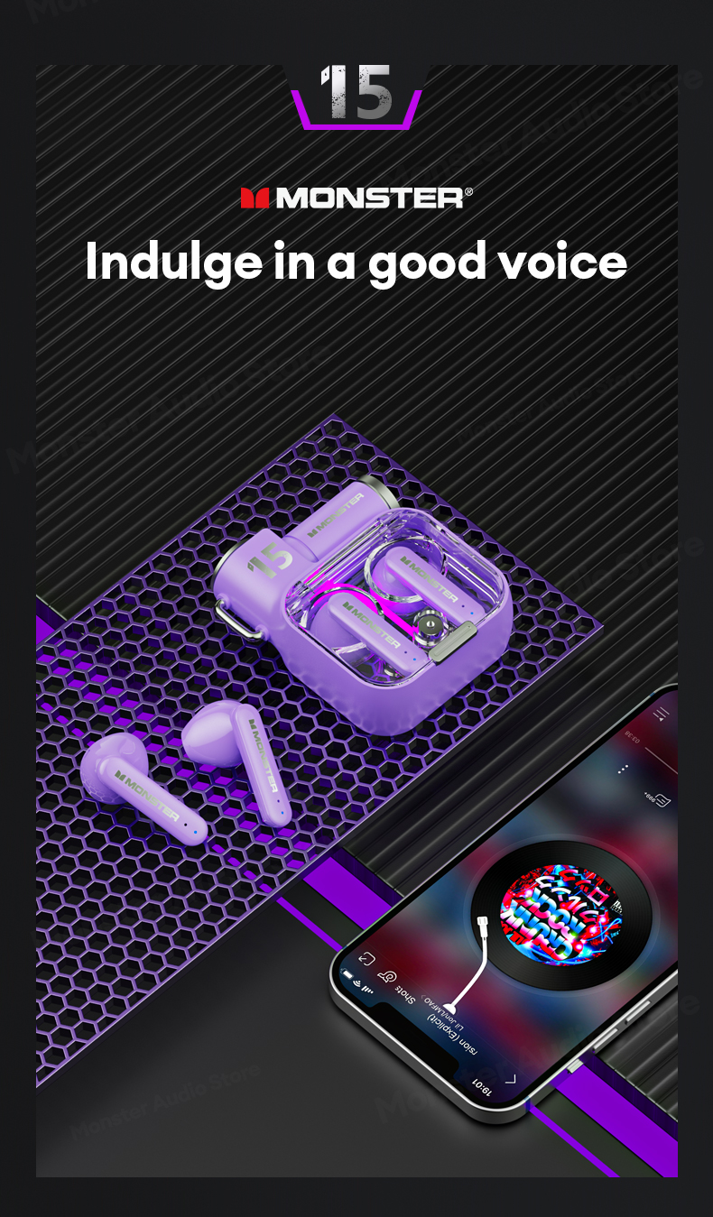 Monster XKT15 หูฟังบลูทูธไร้สาย HIFI ตัดเสียงรบกวน บลูทูธ 5.3 | Shopee ...