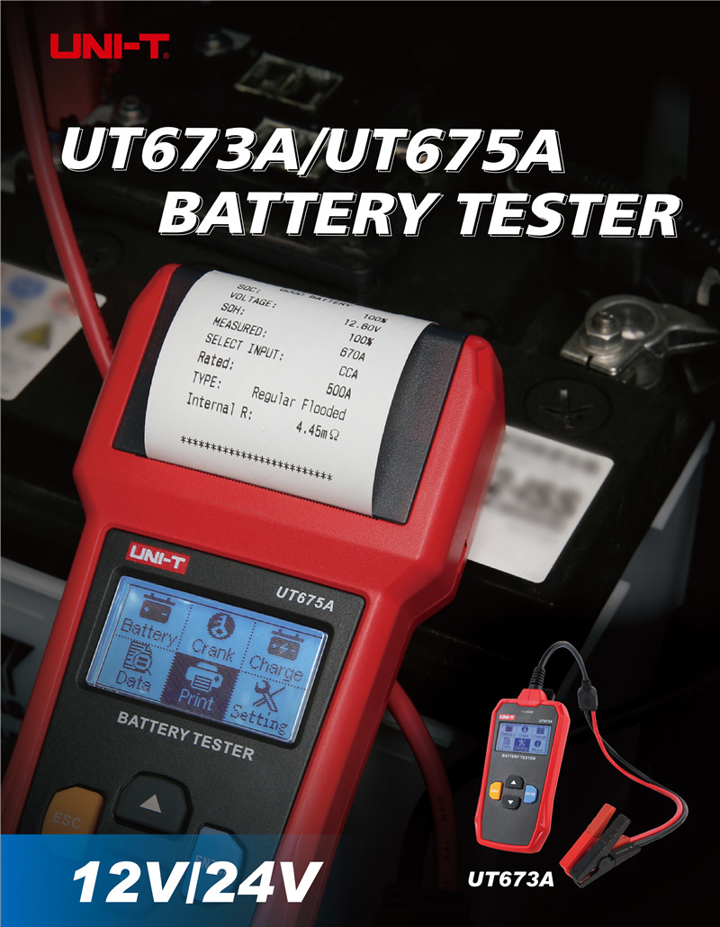 UNI-T UT673A Battery Tester UT675A เครื่องทดสอบแบตเตอรี่ CCA 12/24V AGM ...