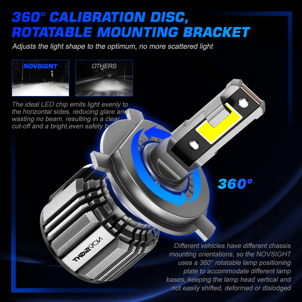 【จัดส่งในท้องถิ่น】ใหม่ล่าสุด Novsight N74 หลอดไฟหน้ารถ LED 9005 9006 ...