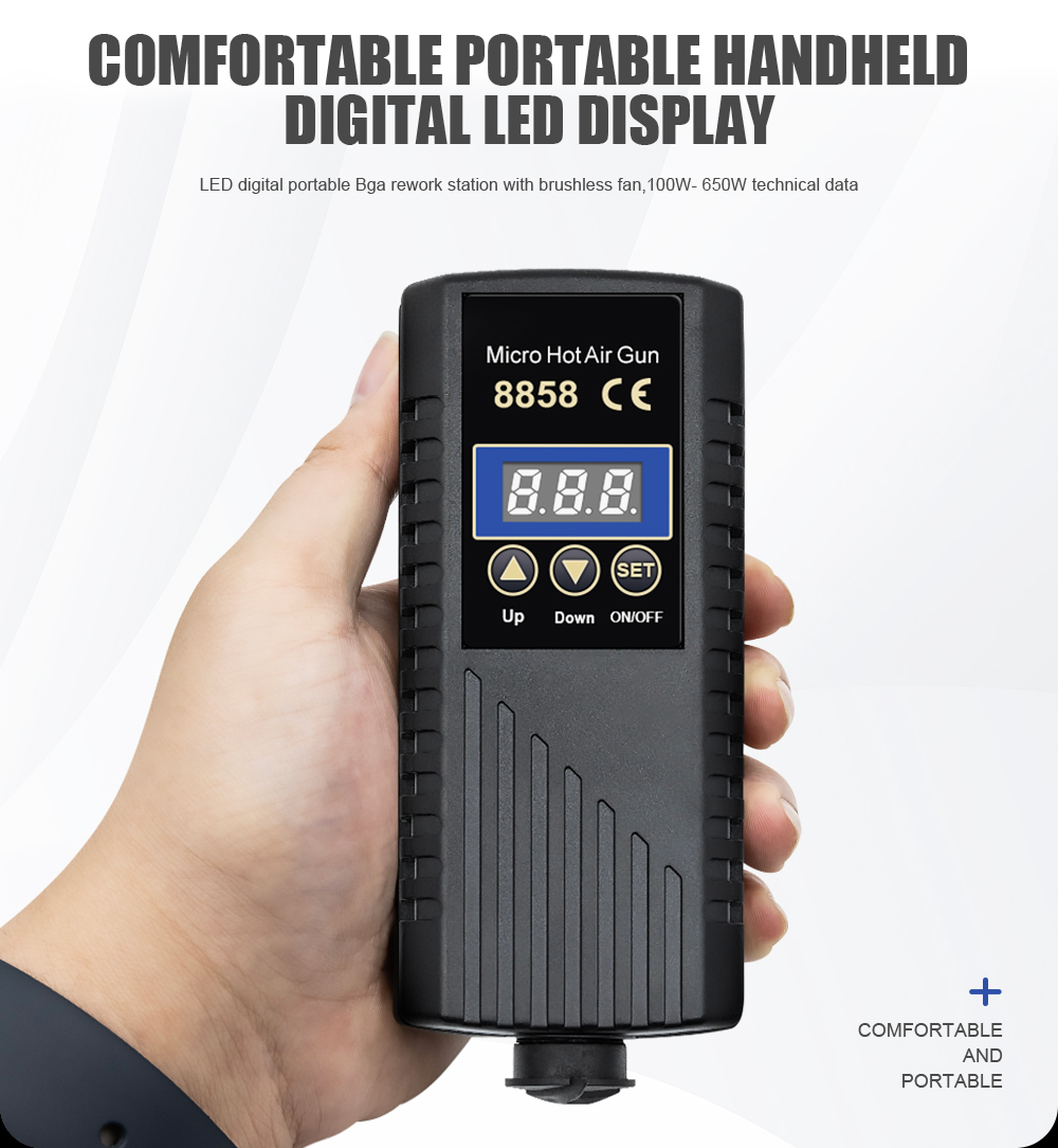 JCD 8858 750w/220v เครื่องบัดกรีดิจิทัล SMD 100-500℃(212-932℉) สถานีบัดกรีปืนลมร้อน | Shopee ...