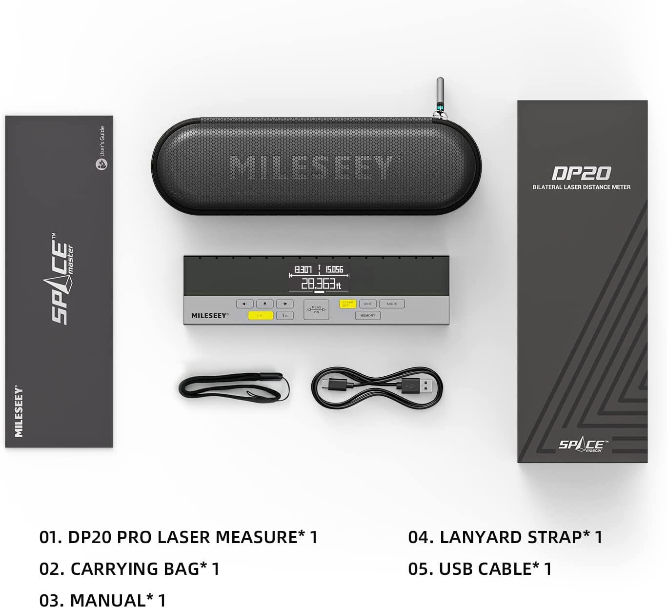 Mileseey เครื่องวัดระยะทางเลเซอร์ สองทาง DP20 Pro 120 ม. พร้อมคาน ...