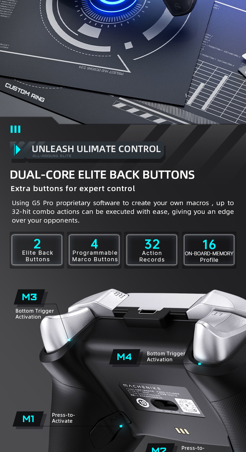 Machenike G5 Pro คอนโทรลเลอร์ gamepad ไร้สาย Hall linear trigger ปุ่มกล ...
