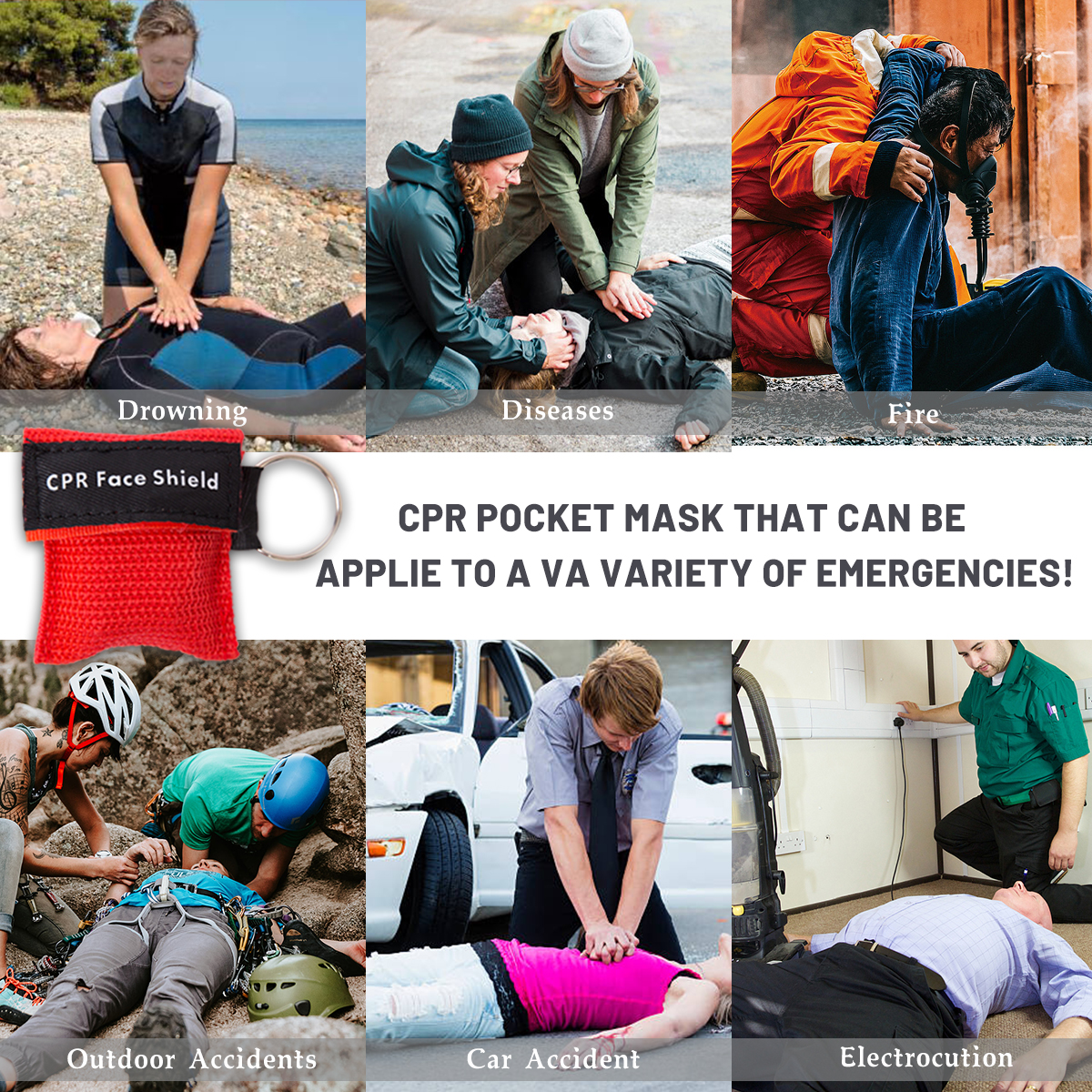 50 แพ็ค CPR พวงกุญแจหน้ากากพกพา, กระบังหน้า CPR พร้อมแผงหายใจวาล์วทาง ...