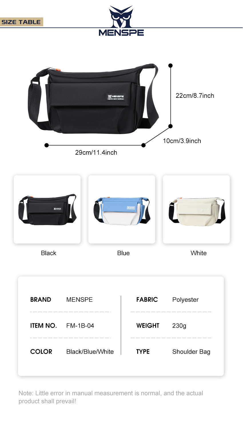 MENSPE กระเป๋าสะพายไหล่ผู้ชาย กระเป๋าสะพายไหล่น้ำหนักเบา | Shopee Thailand