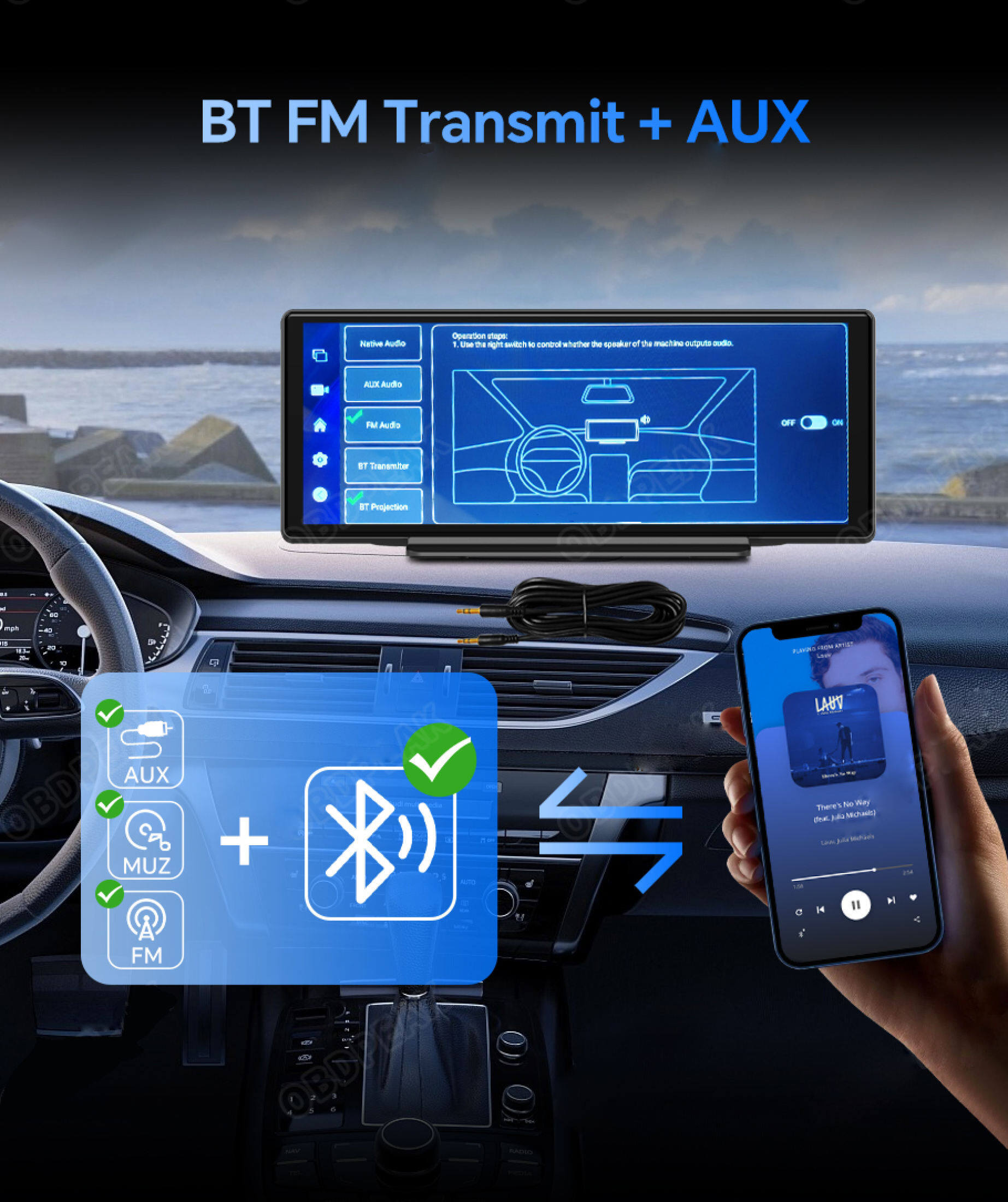 EKLEVA Android 13 2+32GB GPS นําทางรถ Dash Cam Carplay และ Android Auto ...