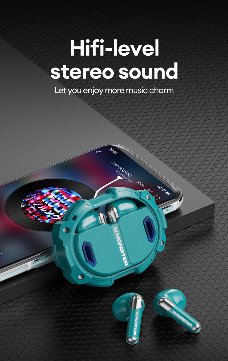 Monster XKT10 PRO หูฟังสเตอริโอ บลูทูธ 5.3 ความจุเยอะ HD | Shopee Thailand