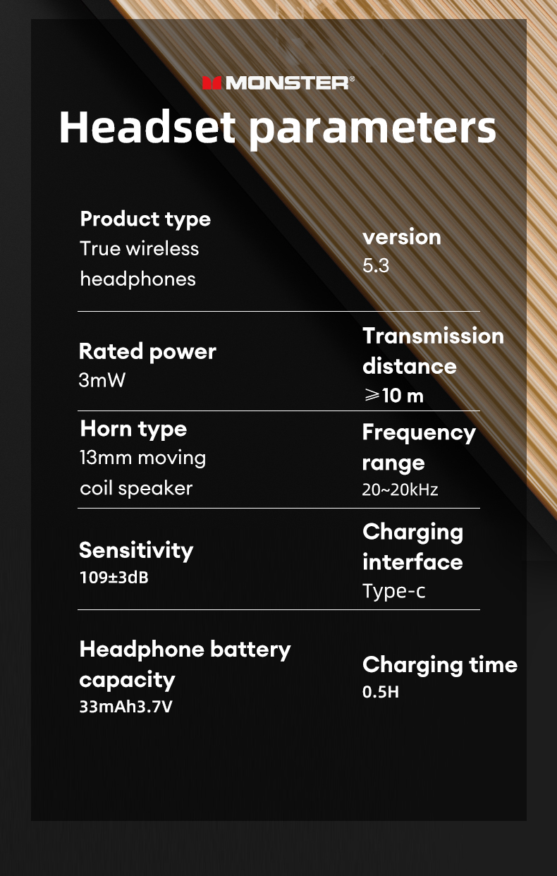 Monster XKT10 PRO หูฟังสเตอริโอ บลูทูธ 5.3 ความจุเยอะ HD | Shopee Thailand