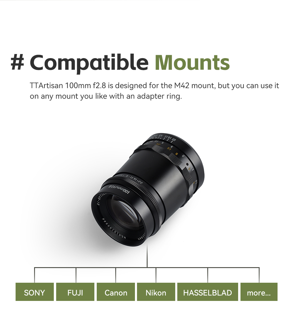 TTArtisan 100 มม. F2.8 Full Frame Bubble Bokeh Lens สําหรับเมาท์ M42 สามารถถ่ายโอนไปยัง SonyE ...