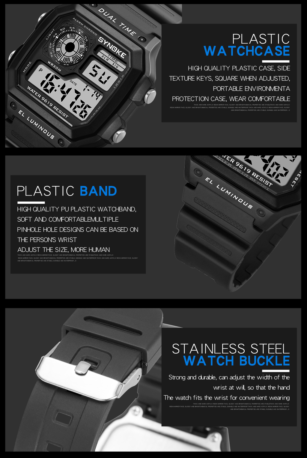 Synoke นาฬิกาข้อมือแฟชั่น กันน้ํา สไตล์คลาสสิก หรูหรา สําหรับผู้ชาย ...