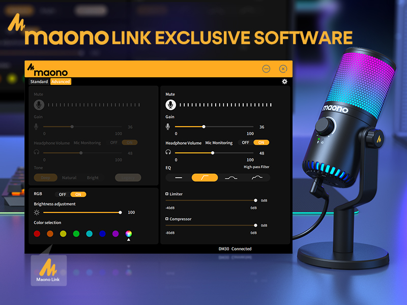Maono DM30 RGB ไมโครโฟนเล่นเกม USB พร้อมไมโครโฟน และไฟ RGB สําหรับ PC ...