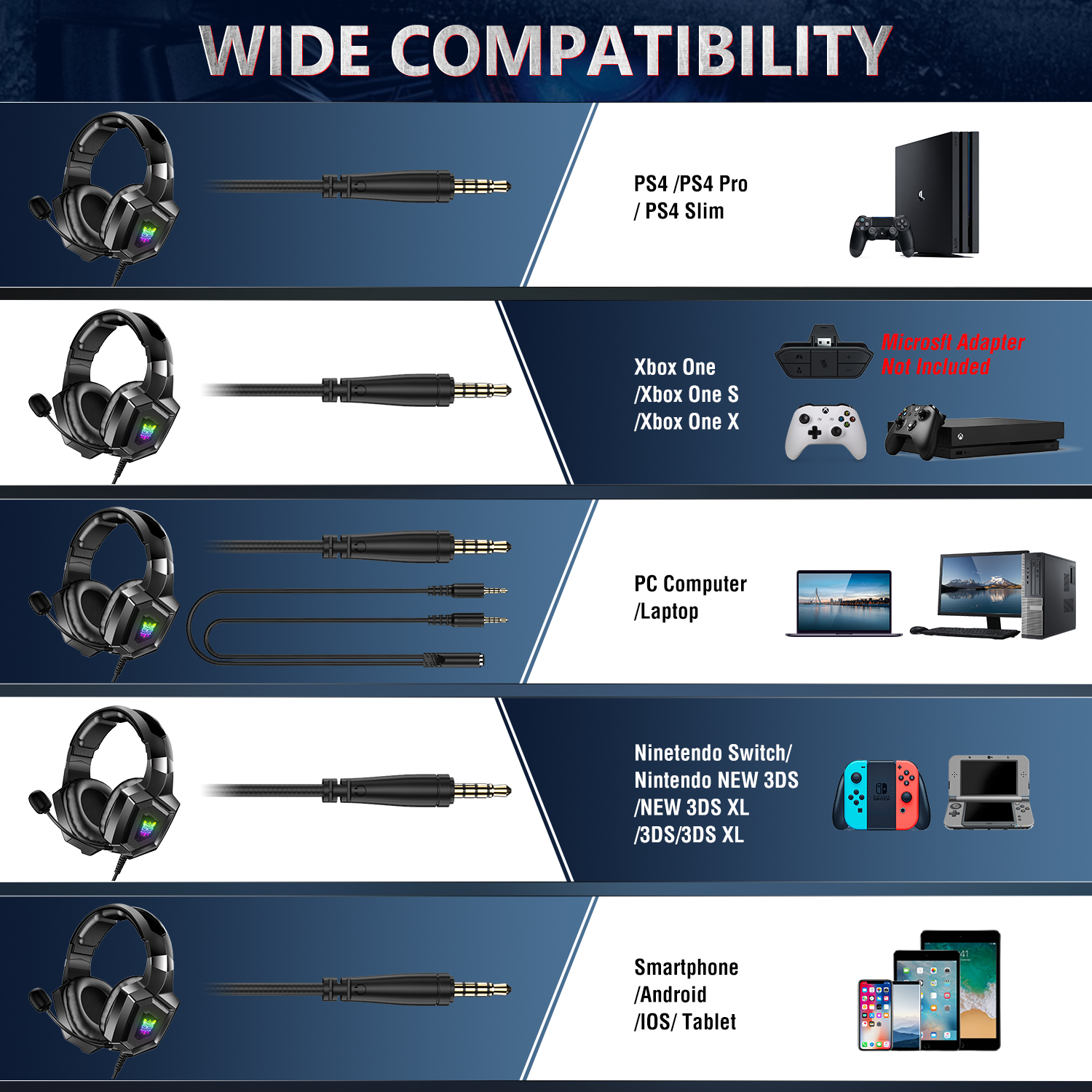 ONIKUMA K8 RGB Gaming Headset หูฟังเกมมิ่งใช้งานได้ทั้ง PC / Mobile ...