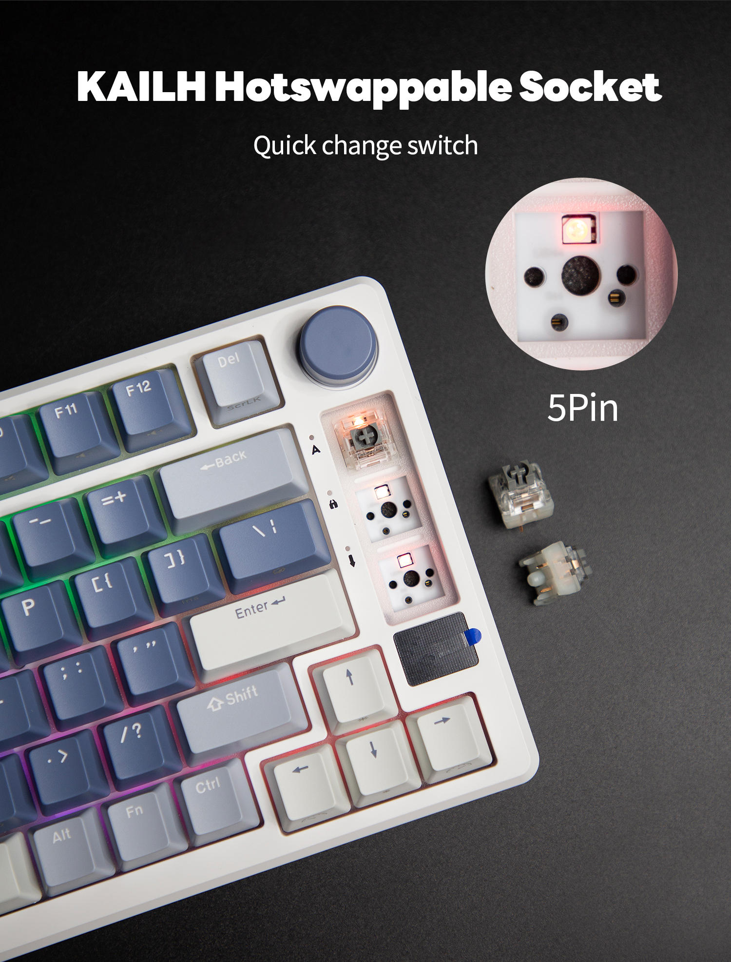 Rk Royal Kludge RK M75 75% RGB Hotswap 3 โหมด คีย์บอร์ดเมคคานิคอล 2.4GHz ไร้สาย บลูทูธ USB-C มี ...