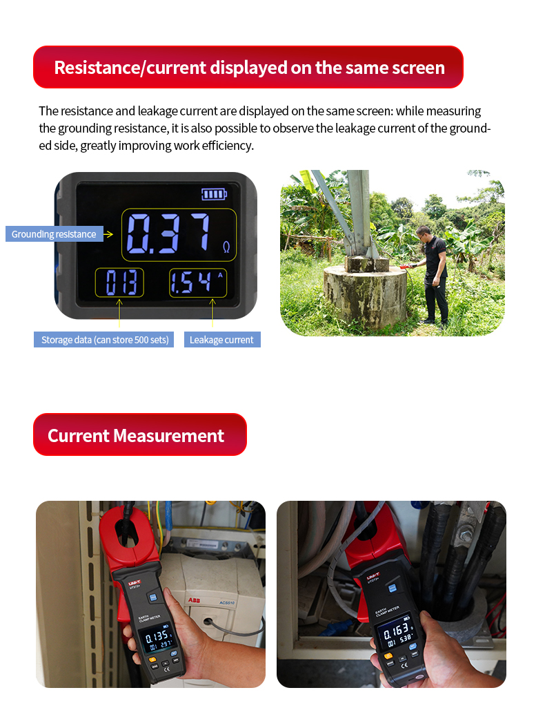 UNI-T Earth Clamp Meter UT272+ UT273+ UT275+ Clamp Earth Resistance ...