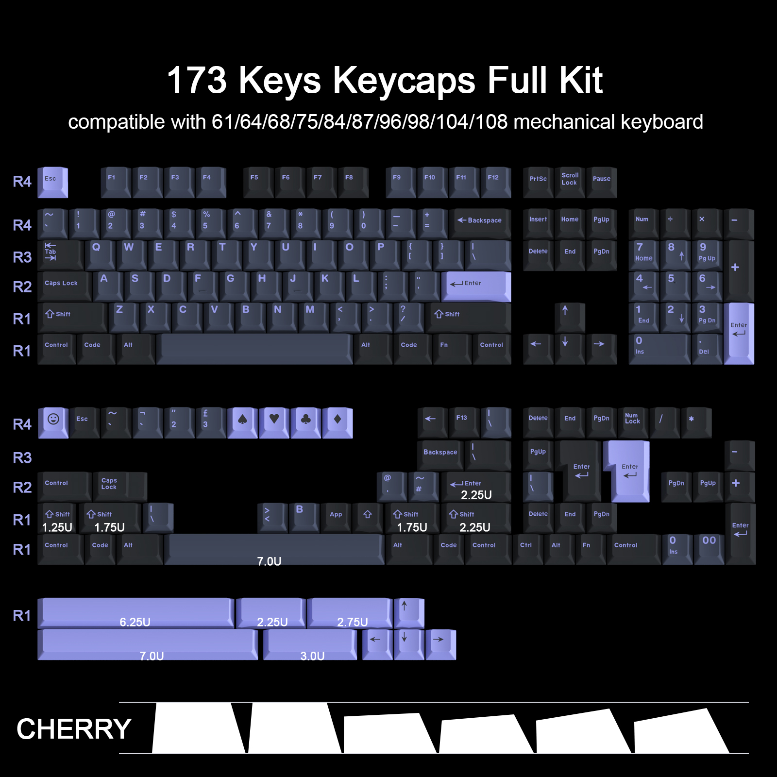 GMK Night Shadow Keycaps 173 ปุ่ม ABS Double Shot Cherry Profile ...