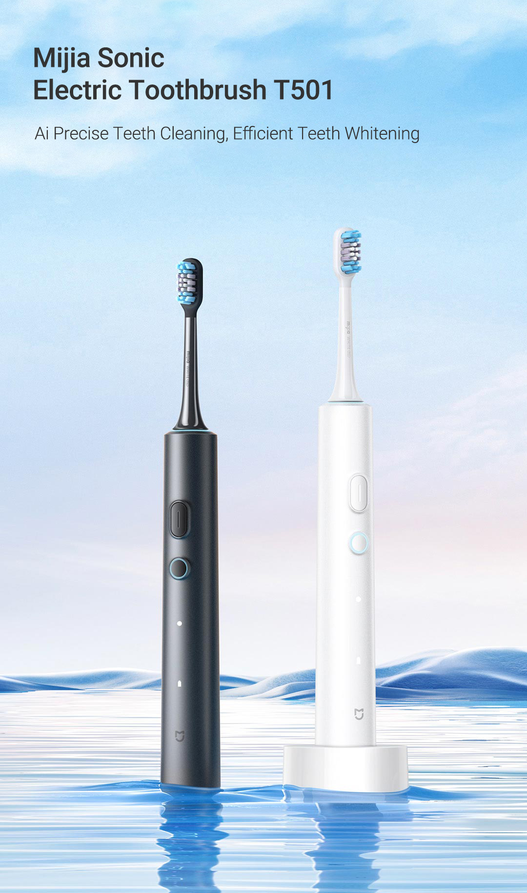 Xiaomi Mijia Sonic แปรงสีฟันไฟฟ้า T501 IPX8 กันน้ํา ชาร์จไฟได้ คลื่นอะคูสติก แปรงสีฟันอัตโนมัติ ...