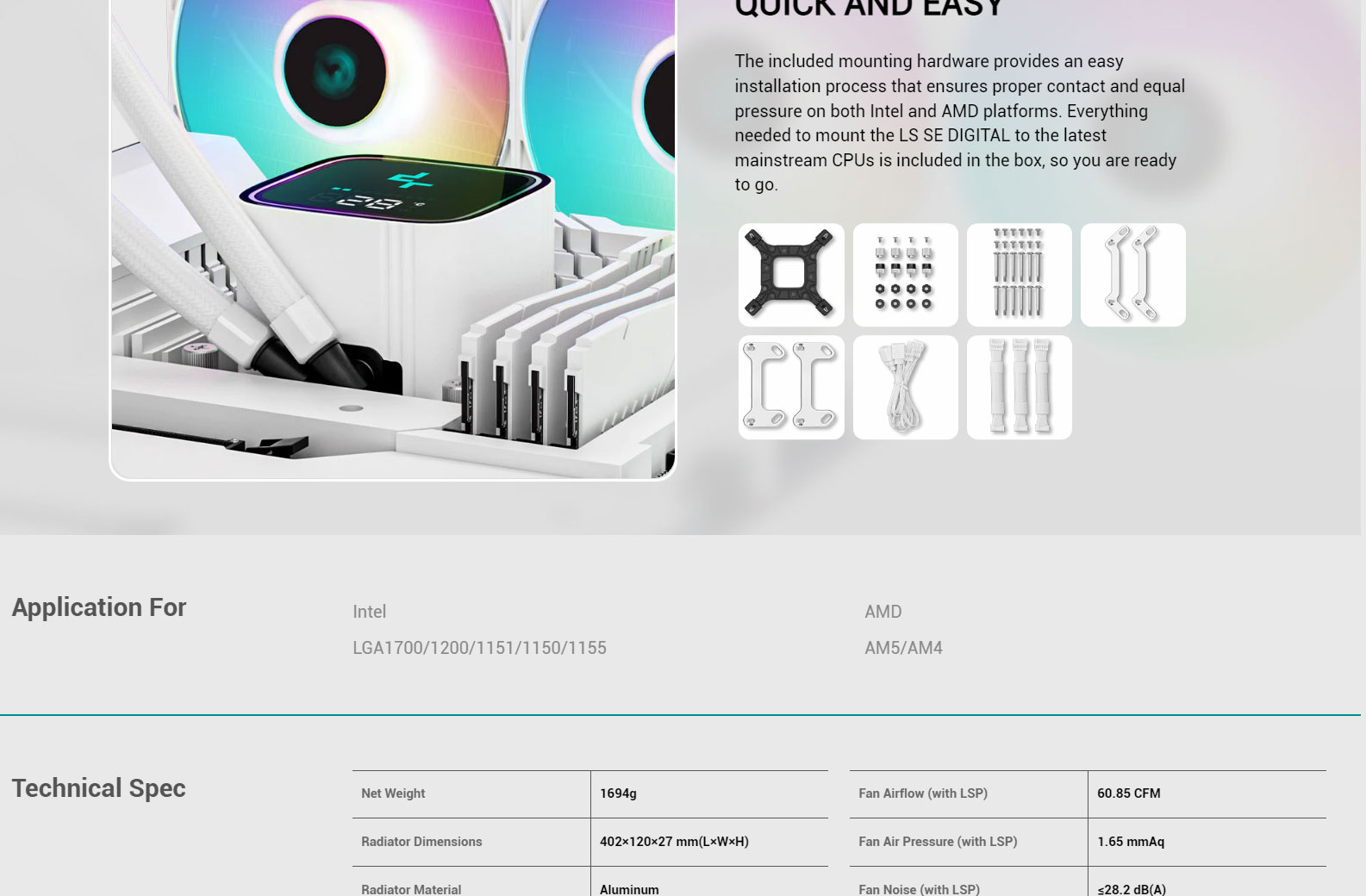 Deepcool LS520 SE Digital / LS720 SE Digital CPU AIO Liquid Cooler ARGB ...