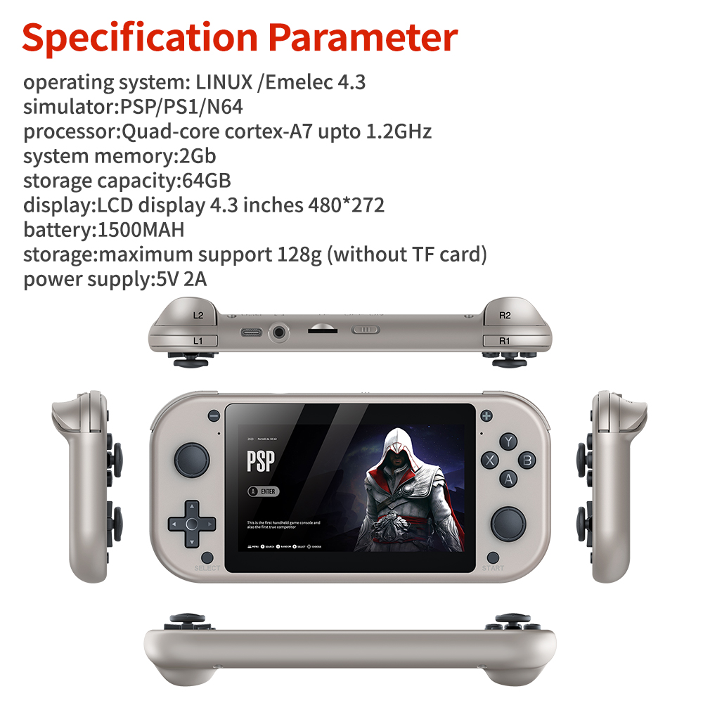 M17 เครื่องเล่นเกม 4.3 นิ้ว 128G 30000 เกม สําหรับ PSP PS1 N64 GBA ...